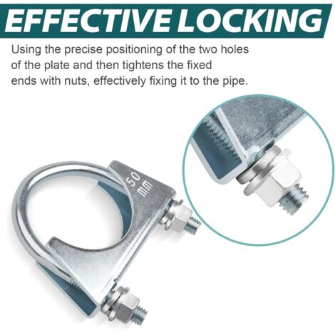 Satz mit 2 Auspuffrohrschellen - 60 mm - Verzinkter Stahl - Mit Mutter ...