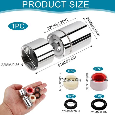 M22/M24 Embout Robinet Cuisine, 360° Pivotant Mousseur Robinet, Embout ...