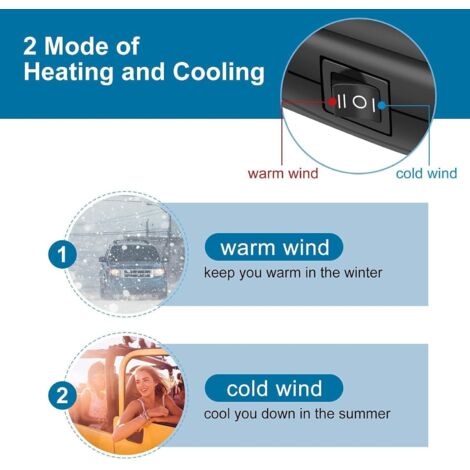 Ventilateur Chauffant Voiture 12V 150W - Double Fonction Chauffage ...