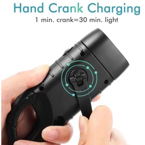 Torche à manivelle 2 pièces torche,à dynamo LED rechargeable avec ...