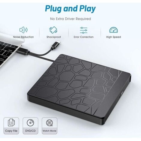 Lecteur CD DVD Externe, Graveur de DVD Externes USB 3.0 avec Lecteur de ...