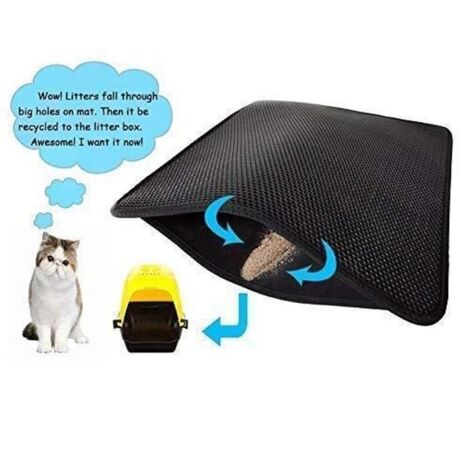 (Noir)Tapis de litière pour Chat, Pliable Double Couche Nid d\'abeille ...