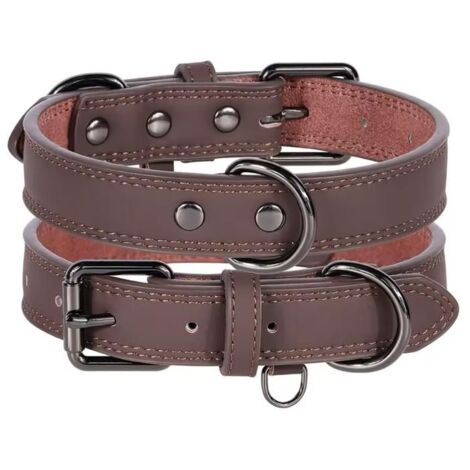 (MARRON)Collier chien cuir Modèle XL - Marron - Réglable - Résistant