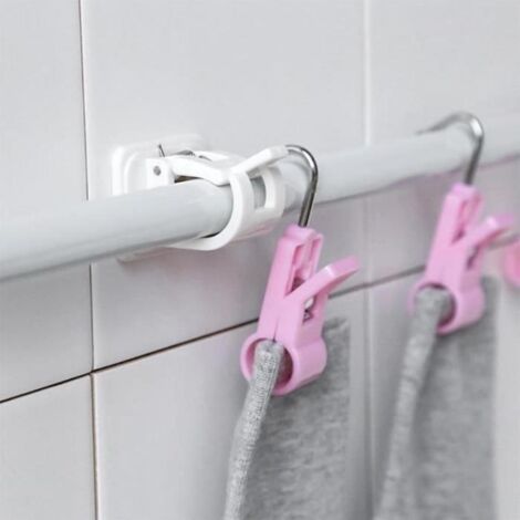 2 pièces Tige De Suspension Clip Adhésif Mur Rideau Tige Pince Crochets ...