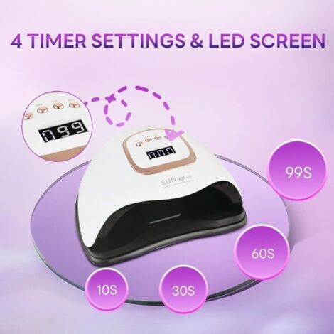 (Blanc)380W UV LED Nail Lamp,Sécheur de gel de vernis à ongles avec 81 ...