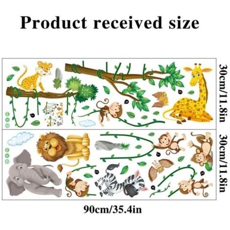 Stickers Muraux Animaux De La Jungle Arbre Autocollants Muraux Mural ...