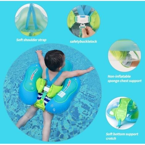 (Bleu)Bouée bébé avec maintien entre jambe pour apprentissage de la ...
