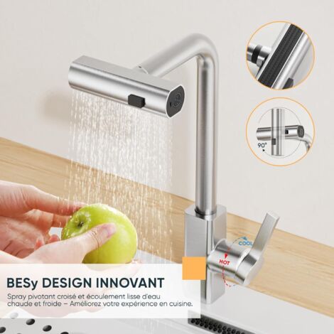 Rubinetto da cucina professionale con doccetta estraibile a 3 modalità ...