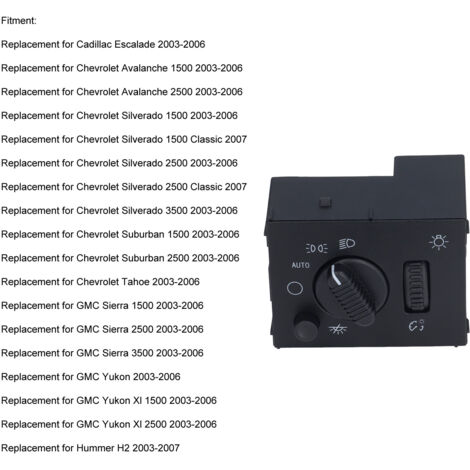 Commutateur de Phares pour Chevrolet Avalanche Silverado Suburban GMC ...