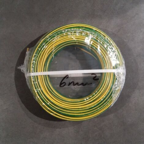 FIL ÉLECTRIQUE 6MM2 VERT/JAUNE RIGIDE H07VR 100M