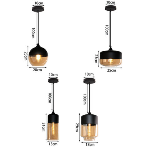 Lustre suspension rétro design cylindre aplati pour salon et salle à ...