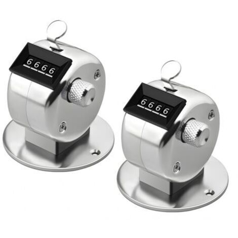 Silver Metal Hand Tally Counter Mechanical Palm Clicker 4-Digit Hand ...