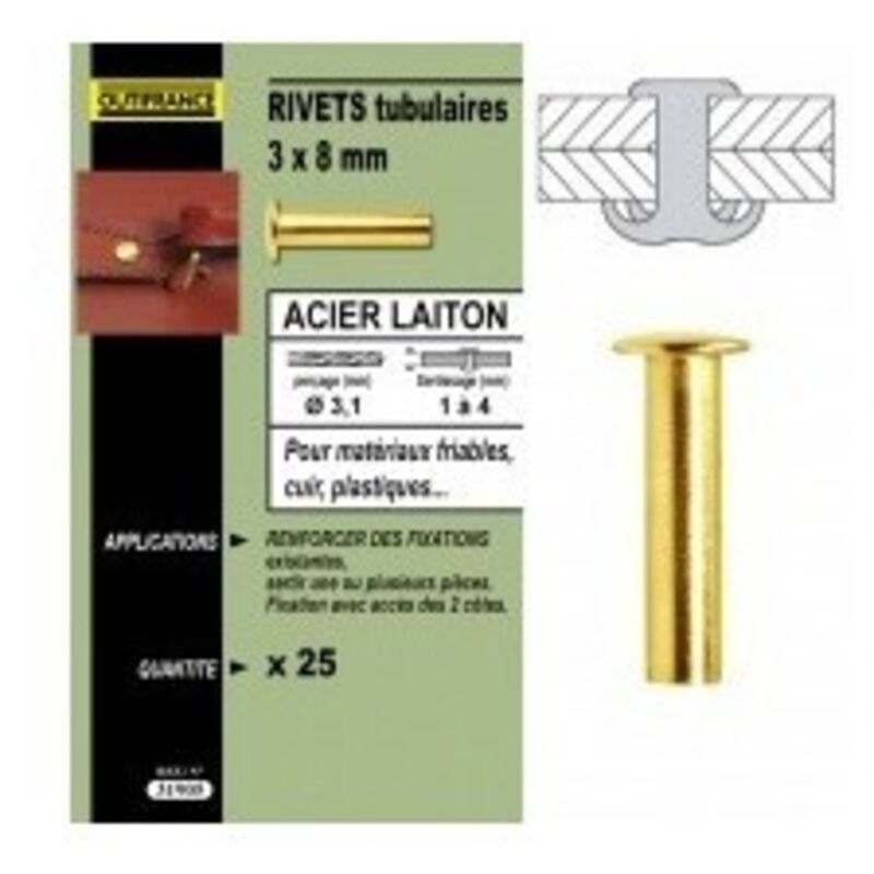 Rivet Tub Acero/latón 3x8 (25)31905