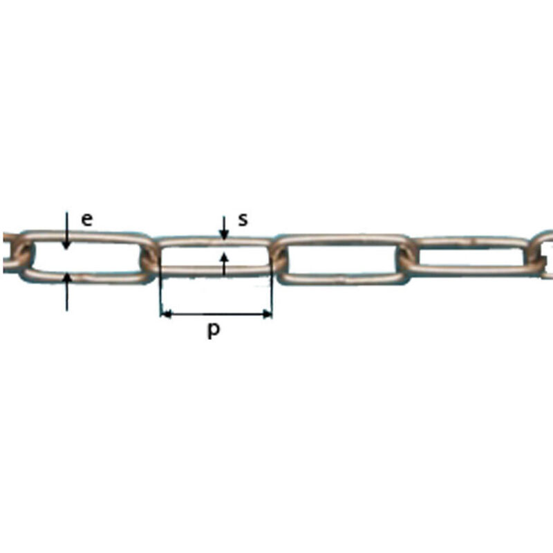 Cadena de acero inoxidable 316 Din 5685/c Diámetro 4 mm Caja 25 m Cmu ...