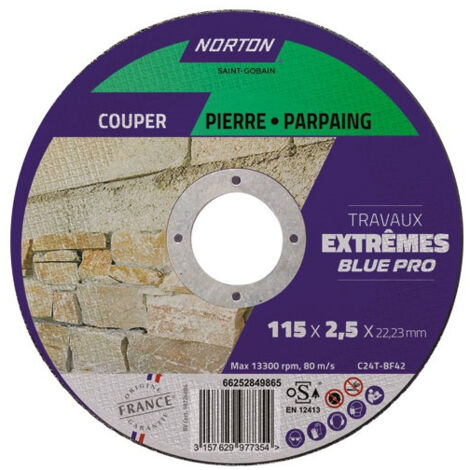 Disco de corte con buje desplazado exterior. Materiales 115x2.5x22 - Norton