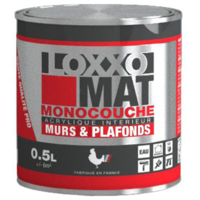Vernice acrilica opaca monocottura per pareti e soffitti 0,5 L - Loxxo