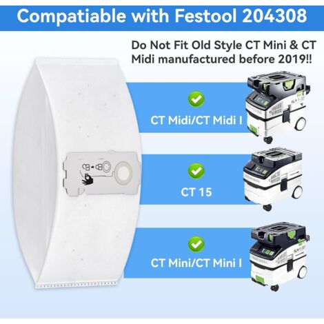 Sac filtre SelfClean SC-FIS-CT MINI/MIDI-2/5 - FESTOOL - 10 pièces - 204308
