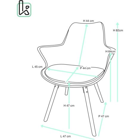 Moti Lot de 2 chaises de cuisine scandinaves avec pieds en bois et ...