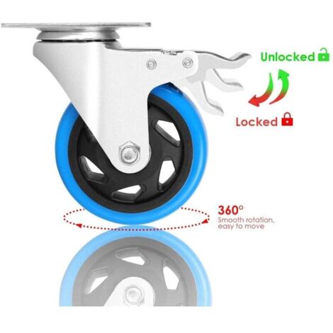 4er-Set Lenkrollen, 100 mm Möbelrollen, bis 600 kg Tragkraft ...