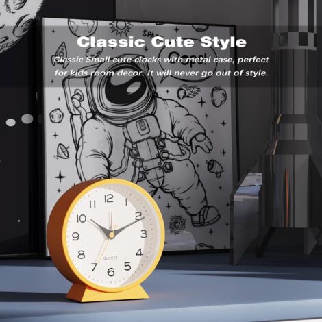 Montre analogique vintage, sans tic-tac, métal/ABS, orange