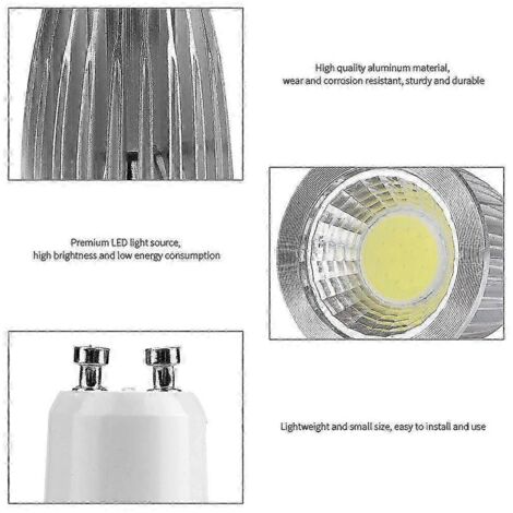 Ampoule LED GU10 blanche de 7 W - Projecteur COB en aluminium pour l ...