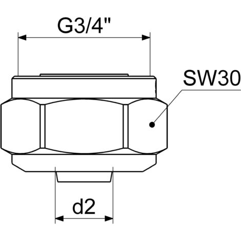 Vis de serrage JS pour cuivre, doux, acier R.D. 16, UE-MU 3/4", vernie