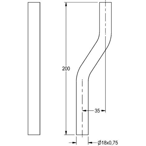 Tube de chasse pour urinoir KWC AR, AQUALINE, 200 mm, inclinaison de 35 mm