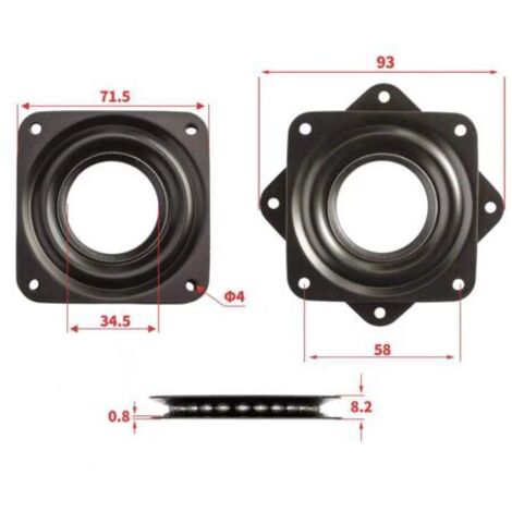 Set mit 4 drehbaren Metall-Drehtellern um 360 Grad, Drehlager mit ...