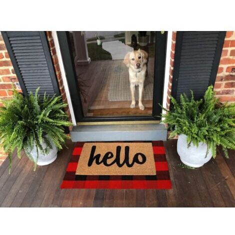 Weihnachts-Büffelkaroteppich 60 × 90 cm – Maschinenwaschbare Fußmatte ...