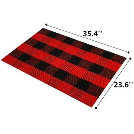 Weihnachts-Büffelkaroteppich 60 × 90 cm – Maschinenwaschbare Fußmatte ...