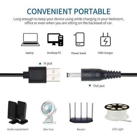 2er-Pack 5 V DC Stromkabel, USB 2.0 Stecker auf DC 3.5 mm x 1.35 mm ...