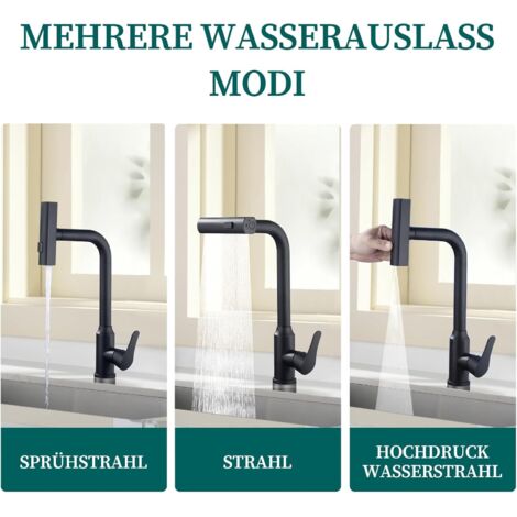 Robinet cascade de cuisine extensible haute pression avec douchette ...