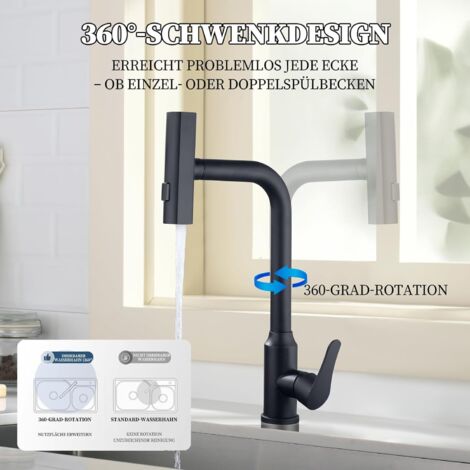 Robinet cascade de cuisine extensible haute pression avec douchette ...