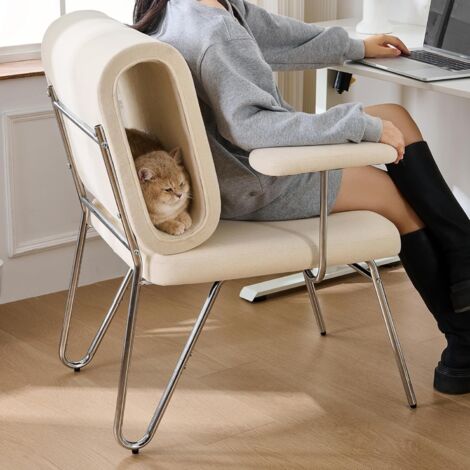 Chaise - Chaise de Bureau avec Niche Intégrée pour Chat, Pivotante 360 ...