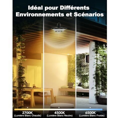 Lampe solaire interieur exterieur 228 LED 5 modes eclairage jardin ...
