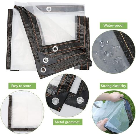 Bâche de Protection Imperméable Transparente avec 3x4 m