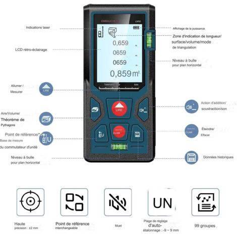 Digitaler Laser-Entfernungsmesser LM50 50m Digital-Laser-Messgerät ...