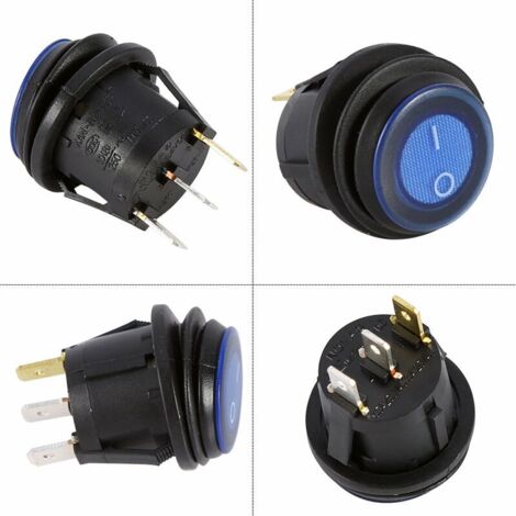 Large rocker switch for LED spotlights, 12V, car/boat, round on/off ...