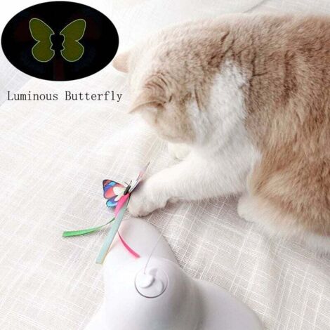 Interactive indoor cat toy with 360° rotating butterfly (yellow)