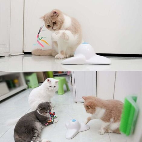 Interactive indoor cat toy with 360° rotating butterfly (yellow)