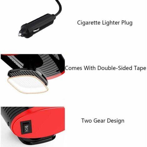 Mini car heater, portable, 12V, 120W, cigarette lighter plug, defroster ...