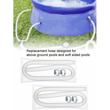 2 Replacement Pool Hoses, Filter Pump Hose Accessories with 4 Metal ...