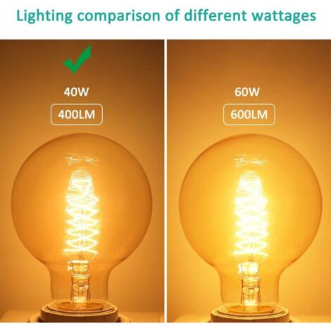 G80 E27 Vintage Globe Light Bulb, Dimmable 40W Warm White (2700K), 220V ...