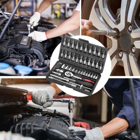 46-piece universal socket wrench set and accessories, 1/4" drive ...