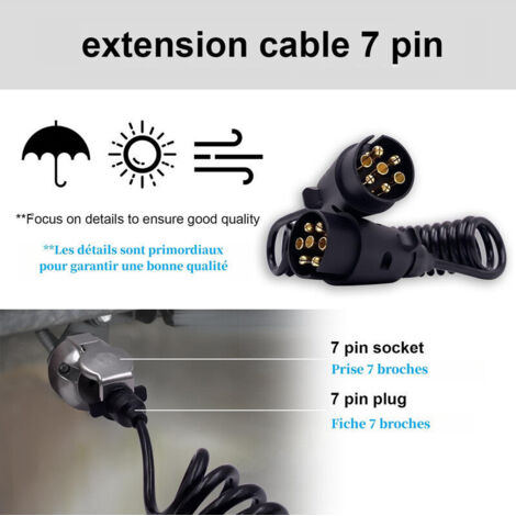 2m Long Trailer Extension Cables, Caravan Plug Wiring, Vehicle Spiral ...