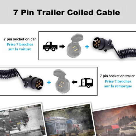 2m Long Trailer Extension Cables, Caravan Plug Wiring, Vehicle Spiral ...