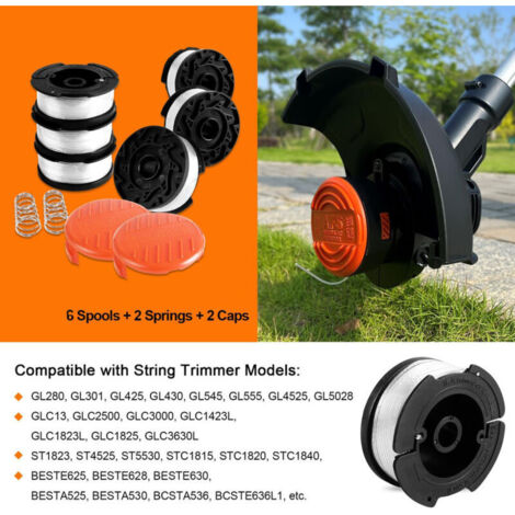 8-Piece Strimmer Line Spool, Compatible with Black & Decker Strimmers ...