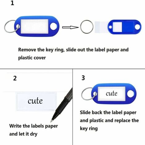 20 Writable Keychains, Colorful Keychains, Hand-Labeled Tags, ID Tags ...