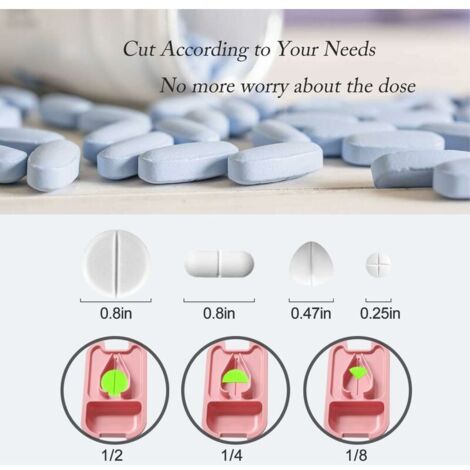 Small Blue Pill Cutter, Travel Pill Case with Sharp Blade, Portable ...