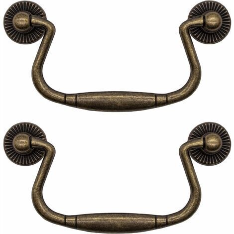 Antique Brass - Set of 2 Folding Iron Handles for Furniture Doors ...